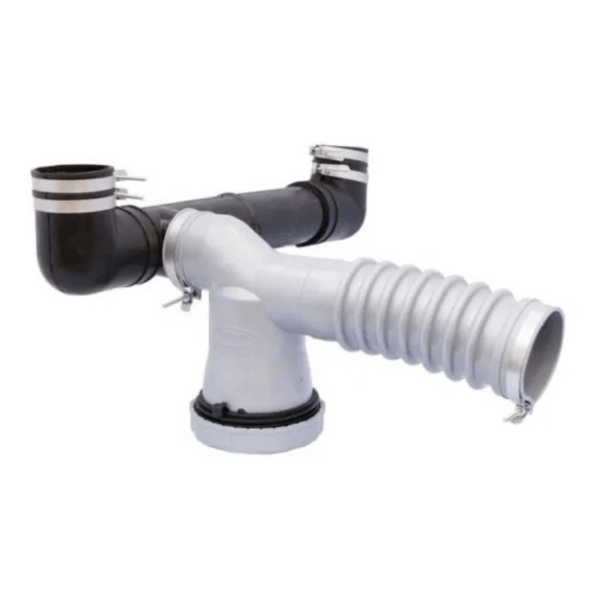 Sifon Bacha Doble 120 Crupier Pvc - Negro/blanco - Sanitarios Lamas